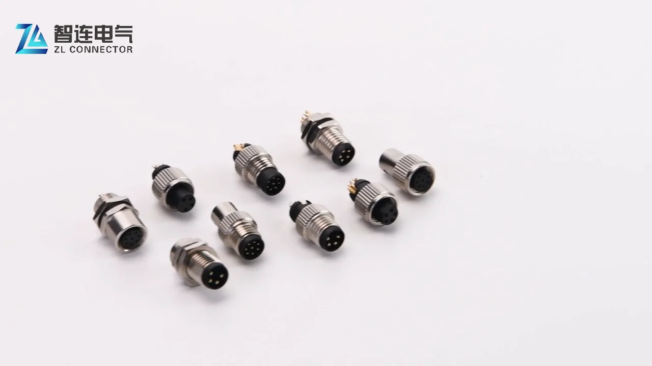 M8 Female Series Back Mount Waterproof Socket Connector 5 Pin Screw ...